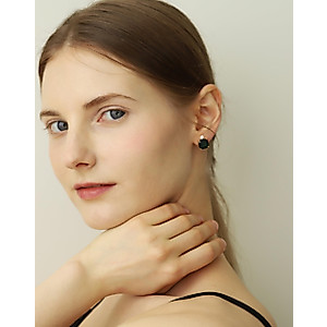 M.DUN - Cushion Cut Cubic Zirconia Crystal Stud Earrings For Women 925 Stering Silver Post 18K Gold Plated (emerald)