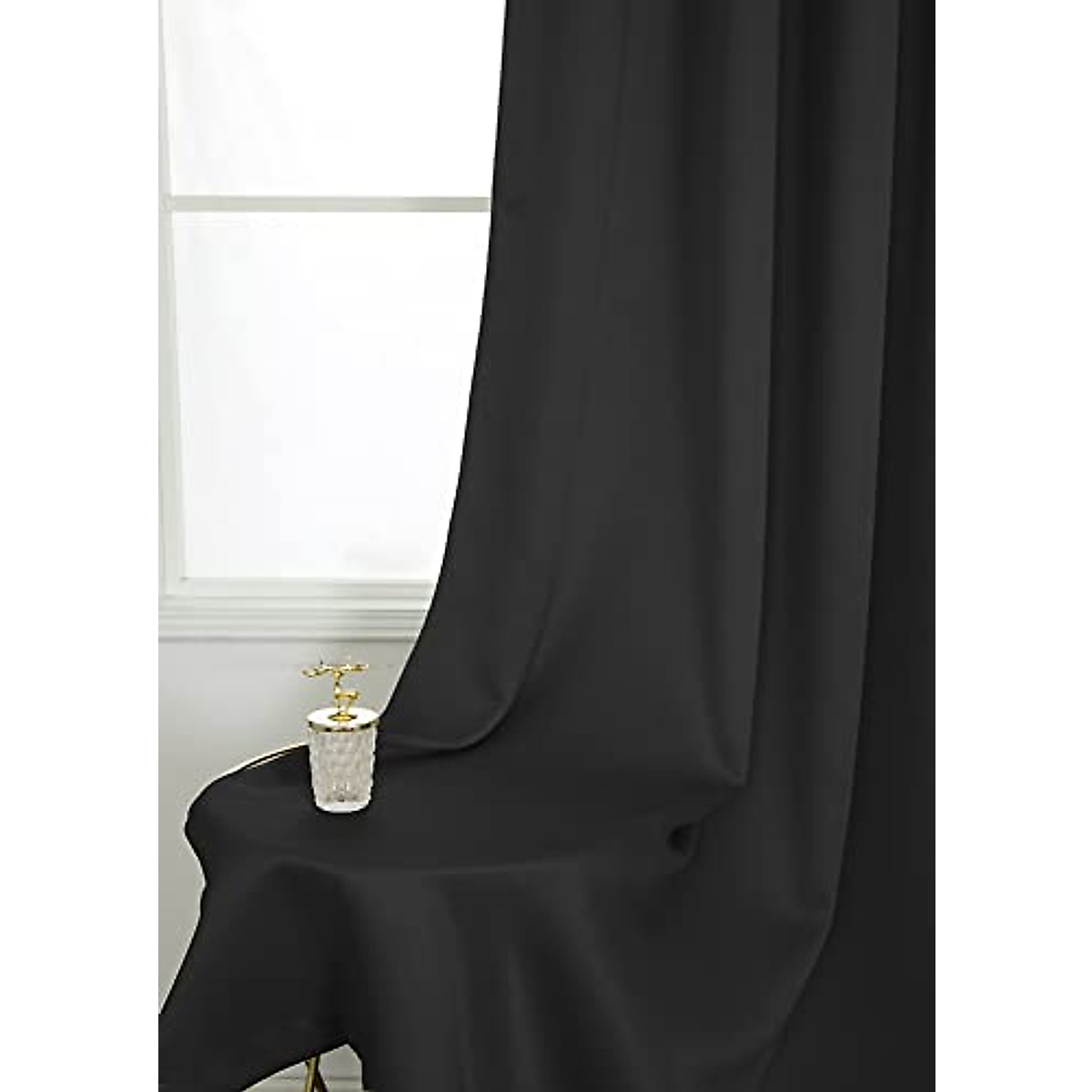 Amazon Brand – Pinzon Blackout Window Curtain Panels for Bedroom - Rod Pocket Thermal insulted Room Darkning Drapes for Living Room - 37x84 inch,2 Panels -Black