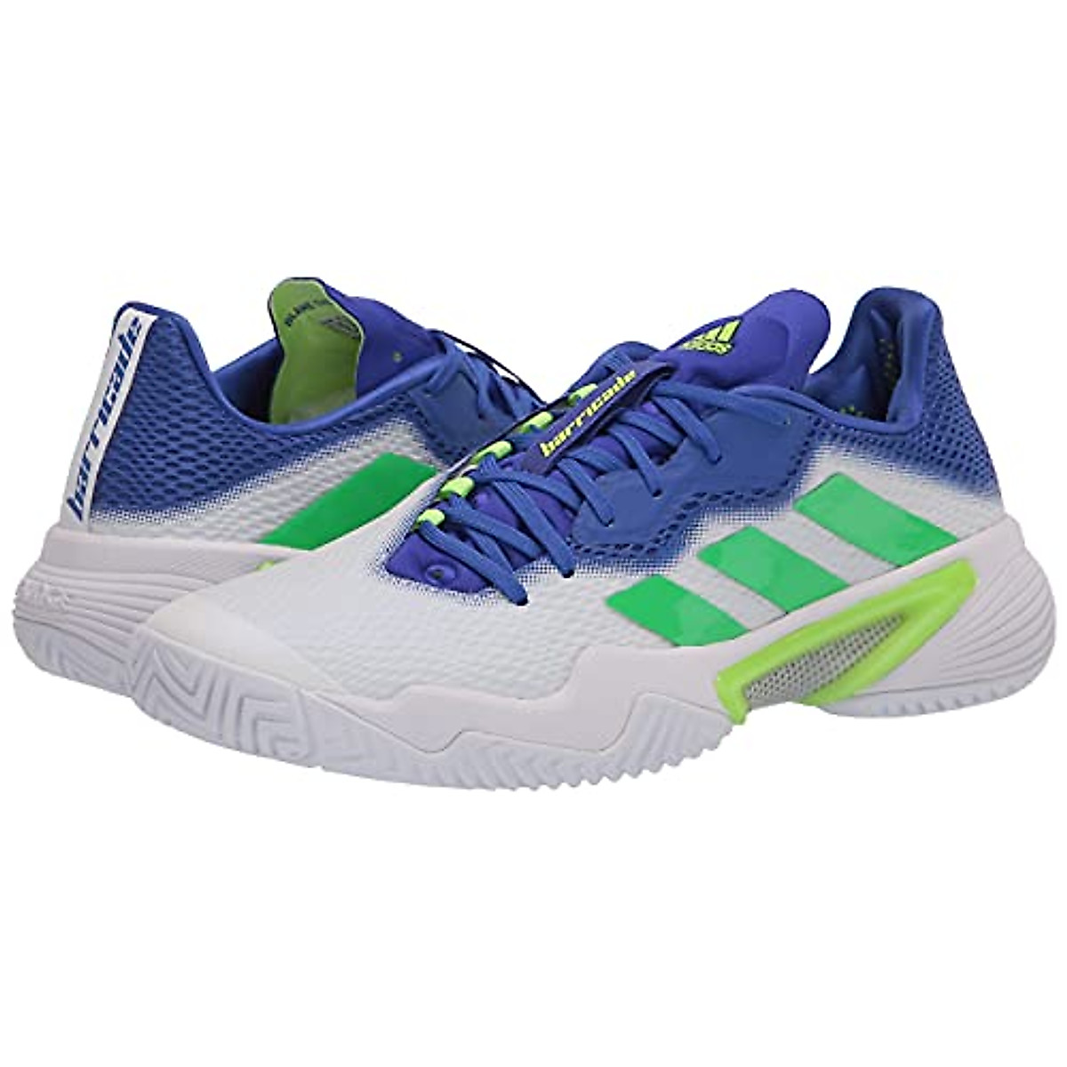 adidas Men's Barricade 12 Racquetball Shoe, White/Screaming Green/Sonic Ink, 11