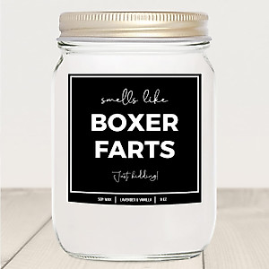 YouNique Designs Boxer Gifts for Dog Lovers - Dog Fart Candle 8oz, Boxer Dog Gifts for Men, Women, Owners - Boxer Dad, Boxer Mom Gifts Idea - Boxer Dog Decor, Accessories (Lavender & Vanilla)