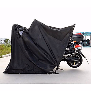 TECHTONGDA Heavy Duty Motorcycle Storage Garage Shelter Shed Cover Blcak Tent Portable Motorcycle Tent Sheds (L/11.3 * 6.2 * 6.2")