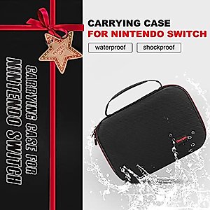 Glamgen Carrying Case for Nintendo Switch/OLED,Large Protective Travel Hardshell Storage Bag with 16 Game Cartridges for Switch Console, Pro Controller, Accessories Switch Dock,Black