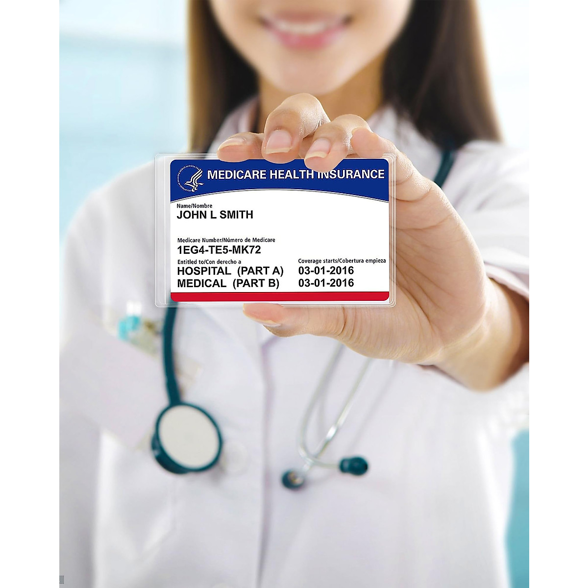 Smellalon 6 Pack New Medicare Card Holder Protector Sleeves，12Mil Clear PVC Waterproof Medical Card Protector for New Medicare Card ，Credit Card Business Card Social Security Card Protector