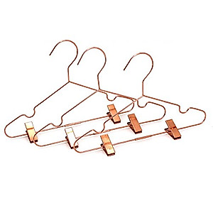 Rose Copper Gold Shiny Steel Wire Coat Clothes Garment Hangers with Clips Bar Fit Closet Hangers Koobay 12.5" (10)