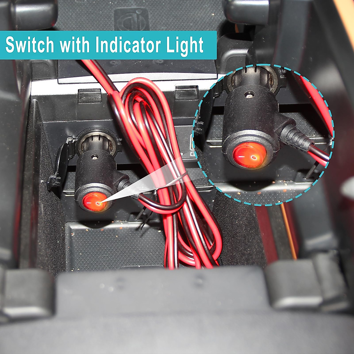 12V Cigarette Lighter Plug with On Off Switch - 6FT 16AWG Fused 15amp Male Plug Cigarette Lighter Replacement with Led Lights,12V Cigarette Lighter with Lead for Car Cooler,Cb Radio, Air Compressor