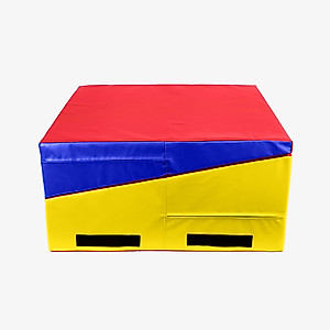 IncStores Gymnastics Wedge Mat | Foldable Vinyl-Covered Foam Gymnastics Cheese Mat for Learning Rolls, Handsprings and Many Other Acrobatic Stunts | Rainbow, 14" x 24" x 33"