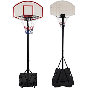 HomGarden Mini Portable Basketball Hoop Stand for Kids Juniors 8 ft Adjustable Height Backboard Starter Basketball System w/Wheels Indoor Outdoor