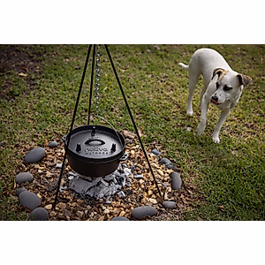 NATIVO 6QT Pre-Seasoned Outdoor Cast Iron Dutch Oven Pot with Multipurpose Lid, Dutch Oven for Camping and Outdoor Cooking using Fire and Coals, With Legs and Reversible Lid Grill