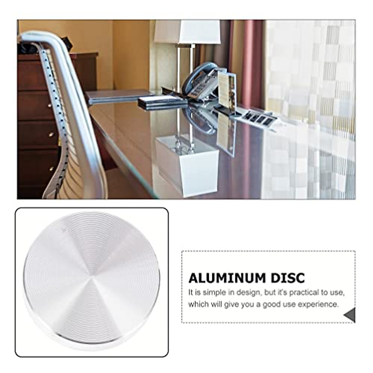 Angoily 4PCS Glass Table Adapter Round Aluminum Disc, M8 Thread Thick Aluminum Circle Disc Glass Adapter for Glass Table Tea Tables (5CM)