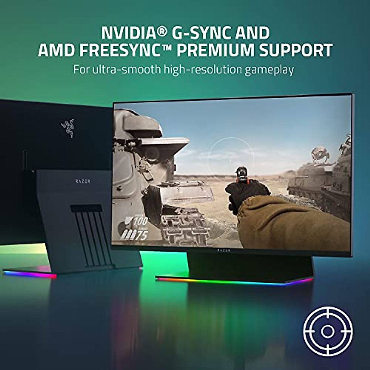 Razer Raptor 27" Gaming Monitor: WQHD (2560x1440) - IPS-Grade - 165Hz - 1ms Response - HDR 400 - NVIDIA G-Sync Compatible & AMD FreeSync - Solid Aluminum Base Chroma RGB