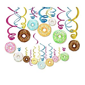 30Ct Donuts Party Supplies Hanging Swirl Decorations for Girls,Boys,Kids, Home,Classroom,Baby Shower,Birthday