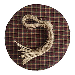 Nakpunar 12 pcs 6 inch Christmas Fabric Jar Covers with Twine Ties (Assorted Fabric in Red and/or Green Homespun Plaids, 6" straight sided)