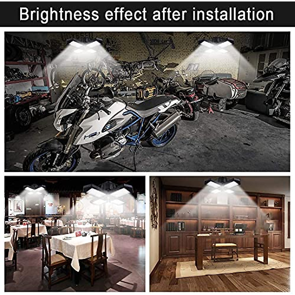 4 Pack LED Garage Lights,100W Deformable Led Garage Lighting 10000LM E26 Daylight 6000K LED Garage Ceiling Lighting Super Bright Adjustable Garage Lights for Garage,Warehouse