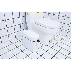 KLGO 12 Liter Slim Plastic Trash Can with Lid,2.6 Gallon Double Barrel Waste Basket,Rectangular Press Garbage Container Bin for Bathroom,Bedroom,Kitchen and Office,White (12 Liter)