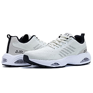 PERSOUL Mens Air Running Shoes Lightweight Breathable Athletic Tennis Gym Jogging Sneakers Beige Size 11.5