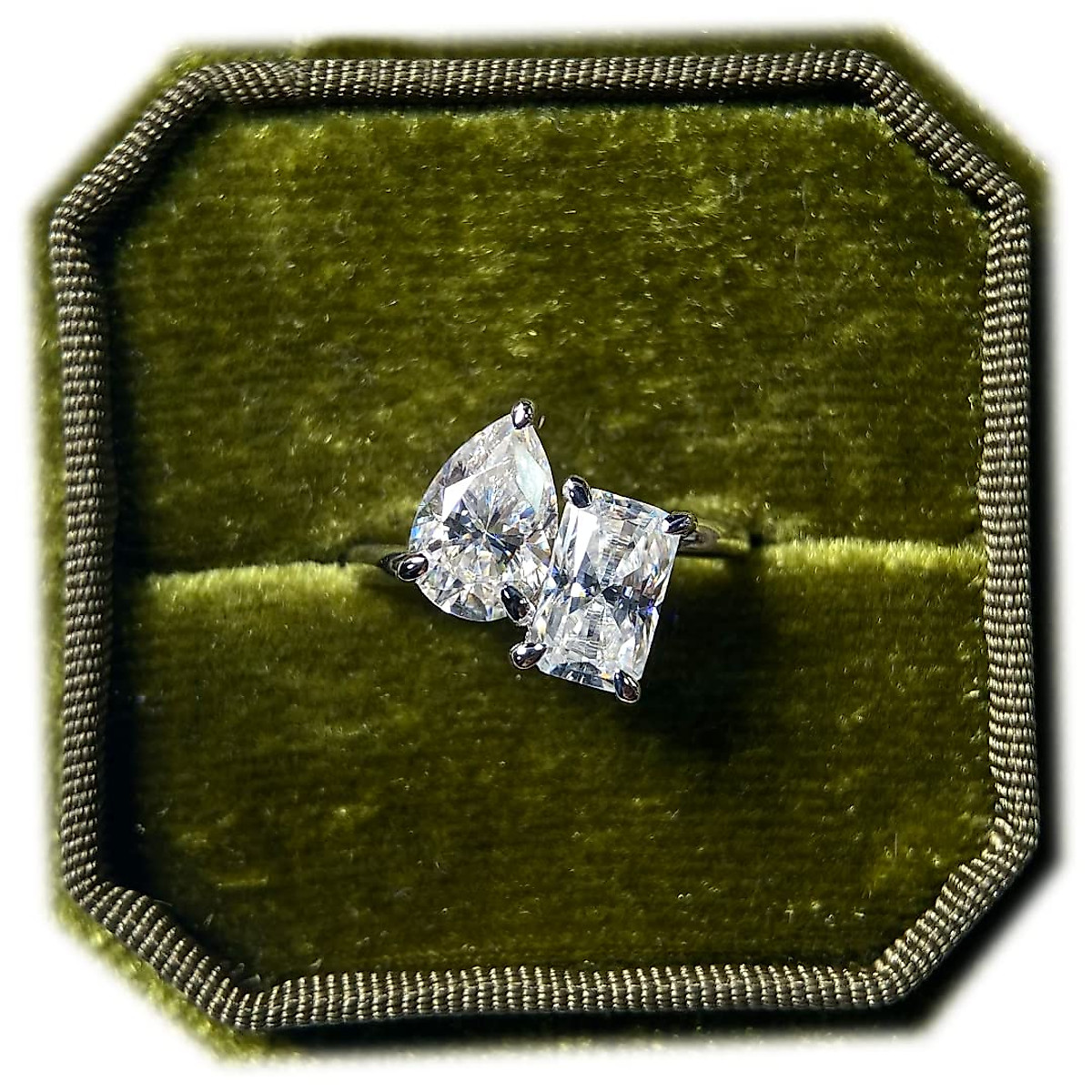 3 CTW Pear & Radiant Cut Toi et Moi Moissanite Engagement Ring, 10K / 14K / 18K Gold D Color VVS1 Clarity Two Stone Ring for Women, Anniversary Gift for Her