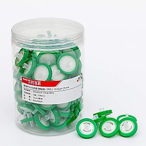 ADAMAS-BETA 100pcs Syringe Filters,Syringe Lab Filters, PES (Polyethersulfone) 25mm Diameter 0.22μm Pore Size,Non Sterile Filtration,Green