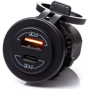 36W Socket Dual USB Type C PD 3.0 (36W) + USB A QC4.0 (18W) Fast Charger for Car, Boat, Marine & RVs
