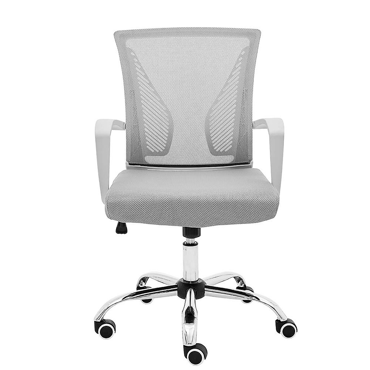 Modern Home Zuna Mid-Back Office Chair - White/Gray, 10.6D x 22.8W x 23.2H Inch