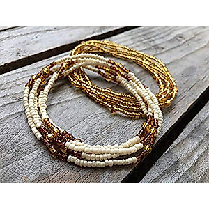 Tuoshei 12 Pieces Summer Jewelry Waist Bead Set Colorful Waist Bead Belly Bead African Waist Bead Body Chain Beaded Belly Chain Bikini Jewelry for Woman Girl (12PCS style7) (style 1)