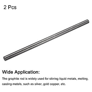 PATIKIL Graphite Rod Graphite Stirring Rod Cylinder Stick Carbon Rod 300x12.7mm Black for Electrode, Melting Casting, Crucibles, Pack of 2