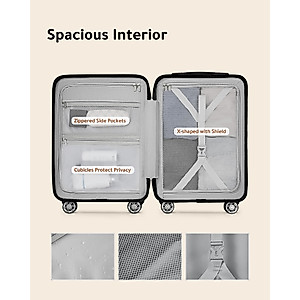 LUGGEX Carry On Luggage with Pocket Compartment - Polycarbonate Expandable Luggage with USB Port - Travel Suitcase with Wheels Airline Approved, Lightweight