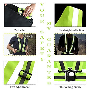 DRESBE Reflective Vest Gear Unisex Warning Vests Adjustable Laser Safety Band for Night Running Cycling Jogging Walking (Fluorescent Green)
