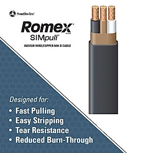 Southwire 28893602 Nonmetallic With Ground Sheathed Cable, Black