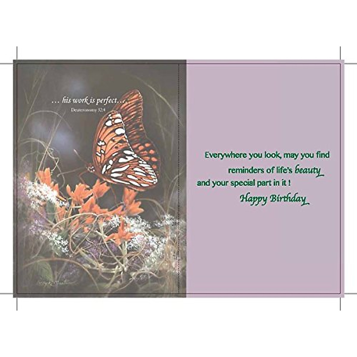 Gracefully Yours Blessed Birthday Greeting Cards Featuring Butterflies by Artist Larry Martin, 12, 4 Designs/3 Each with Scripture Message