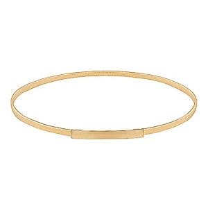 SUOSDEY 1 Piece Women Skinny Metal Belts, Gold Elastic Waist Belt for Dresses