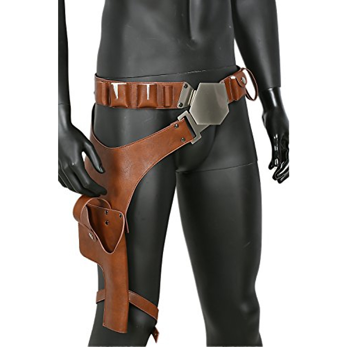 Xcoser Belt Cosplay PU Leather Holster Costume Props Adjustable Costume Accessories (Metal Belt Brown)