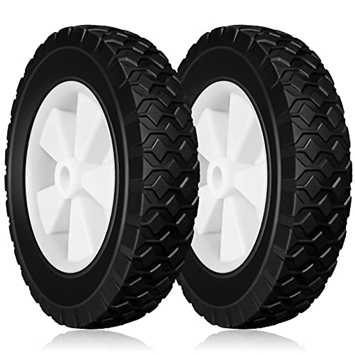 [2 Pack] 8 Inch Wheels Replacement for Oregon 72-108, Radio Flyer Wagon Lawn Mower Grill Wheels Replacement with Diamond Tread & Solid Filled Tire, 8 x 175 Wheels Replacement for Craftsman AYP MTD