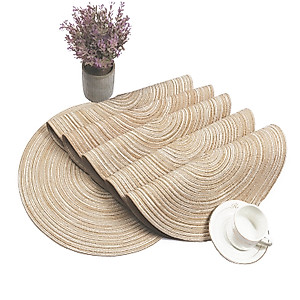 SHACOS Round Braided Placemats Set of 4 Round Table Mats for Dining Tables 15 inch Washable (Beige, 4)