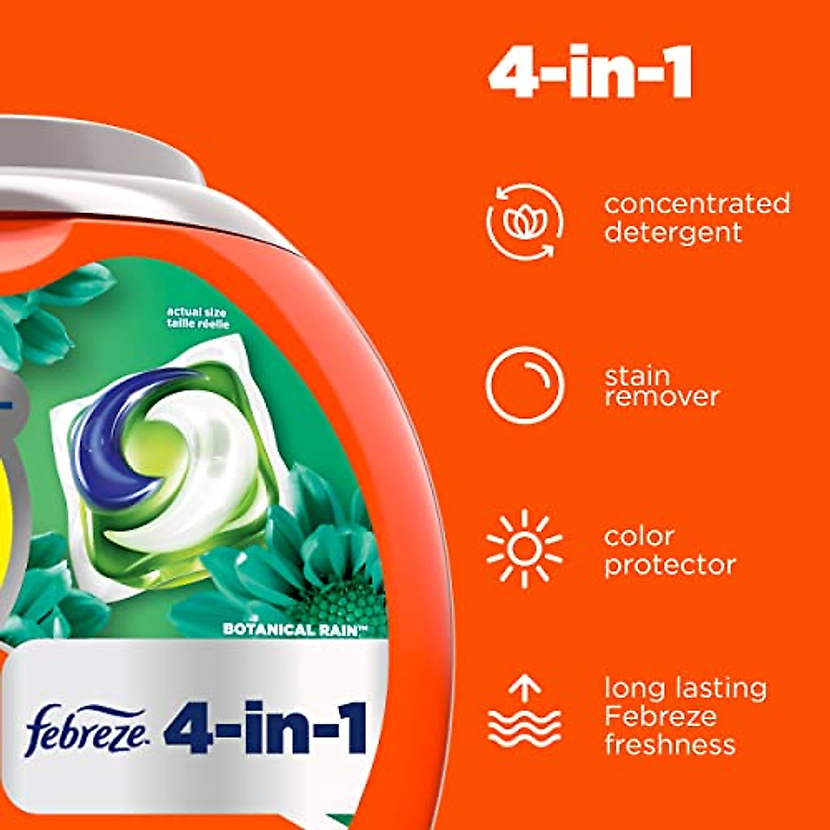 Tide PODS Liquid Laundry Detergent Soap Pacs, 4-n-1 with Febreze, HE Compatible, 85 Count, Lasting Freshness, Botanical Rain Scent
