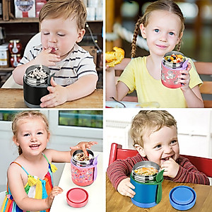 10oz Insulated Soup Thermo for Kids - Leakproof Stainless Steel Food Jar With Spoon for School Lunches (Pink Mermaid)