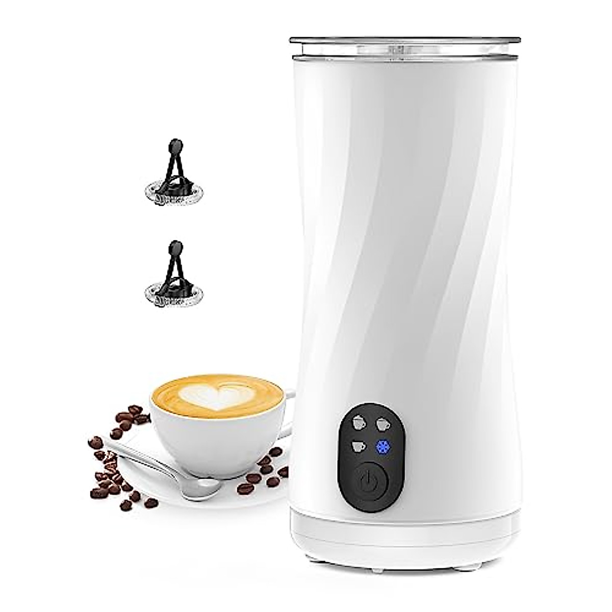Milk Frother Electric, Symdral 4-in-1 Milk Frother and Steamer, Coffee Frother, Warm and Cold Milk Foamer, Milk Heater, with Auto Shut-Off, Silent Operation, for Latte, Cappuccino, Macchiato (White)