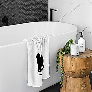 ALAZA Black Cat and Paw Prints Towels 100% Cotton Hand Towel for Bathroom 16 x 30 inch, Absorbent Soft & Skin-Friendly, 2 Pieces