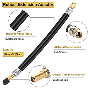 Mudder 2 Pieces 8.25 Inch Flexible Extension Tire Valve Adaptor and 2 Pieces 90 Degree Tyre Valve Extension Adaptor for Universal Cars Truck Motorcycle Bike Scooter