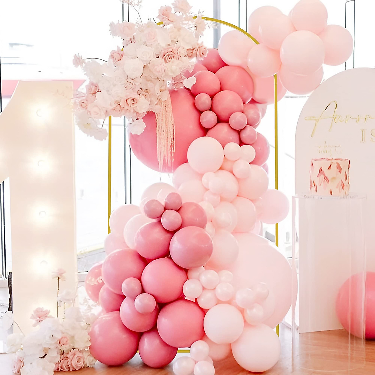 Wokceer 7.2 FT Wedding Arch Backdrop Stand, Square Arch Gold Metal Arch Backdrop Stand for Wedding Ceremony Birthday Party Bridal Baby Shower Photo Booth Garden Floral Balloon Arch Decoration