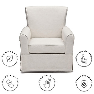 Delta Children Upholstered Glider Swivel Rocker Chair, Sand