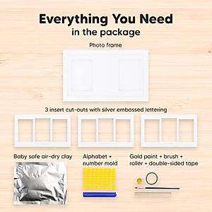 Baby Handprint Footprint Keepsake Duo Frame and Baby Ornament Kit Bundle - Perfect Baby Gift Shower