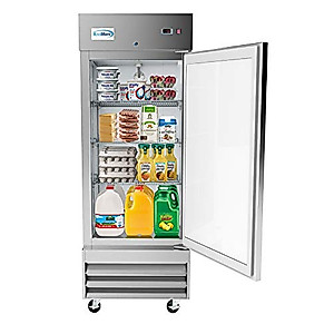 KoolMore RIR-3D-GD Commercial Refrigerator, Triple Door, Stainless Steel,66.5 cubic feet & 29" Stainless Steel Solid Door Commercial Reach-in Refrigerator Cooler - 19 cu. ft (RIR-1D-SS-19C)