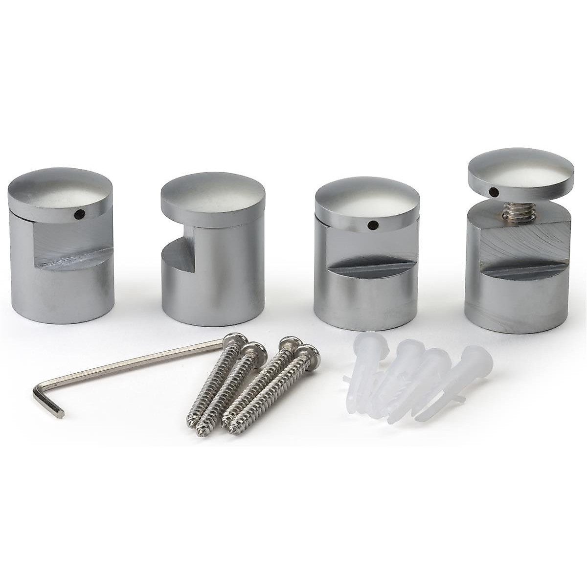 Displays2go 1 x 0.5 Inch Edge Grip Standoff Screws, Satin Aluminum Finish (EG25SA500)