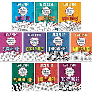 Large Print Merriam-Webster Puzzles 10 Booklet Set (Brain Games Large Print)