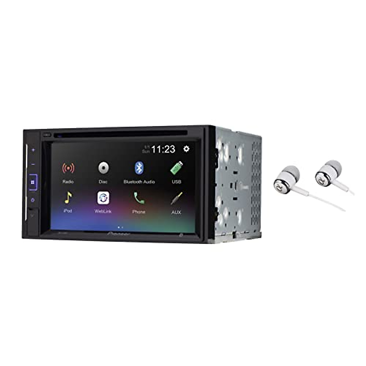 Pioneer in-Dash Double Din WVGA Display Built-in Bluetooth Multimedia DVD CD MP3 USB AM/FM Touchscreen Dual Phone Connection Car Stereo Receiver/Free Alphasonik Earbuds