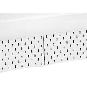 Black and White Triangle Tree Baby Boy Pleated Crib Bed Skirt Dust Ruffle for Bear Mountain Watercolor Collection by Sweet Jojo Designs