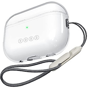 DamonLight Airpods Pro 2 Case Clear with Lanyard, Compatible with Mag-Safe/Wireless/Apple Watch Charging Soft TPU Protective Case Cover for Apple AirPods Pro 2 2022 Released (White)