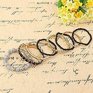 MILACOLATO 2-4 Sets Stackable Bracelets for Women Multilayer Beaded Bracelets Stretch Bangles Bohemian Style (4 Set Bracelets)
