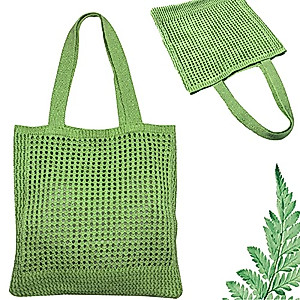LACE INN Straw Mesh Tote Bag for Women, Cute Handmade Tote Shoulder Handbag for Vacation