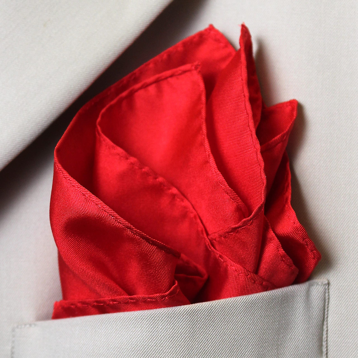 Royal Silk Fine Red 100% Silk Pocket Square for Men Full-Sized 17"x17"